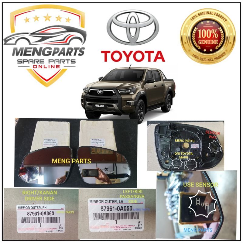ORIGINAL TOYOTA HILUX REVO ROCCO 2020Y-2023Y SIDE MIRROR GLASS *USE ...