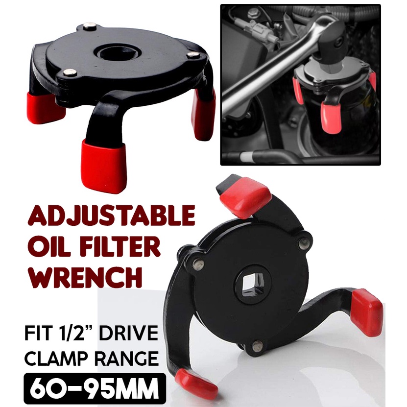 MKR UNIVERSAL ADJUSTABLE OIL FILTER WRENCH ONE WAY 3 JAW 60MM TO 95MM ...