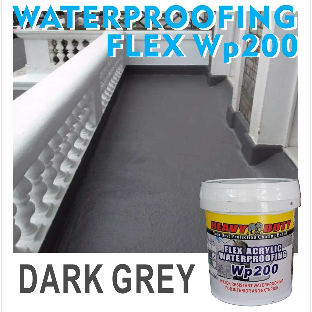 DARK GREY HEAVY DUTY ( 1KG ) WP200 Acrylic Waterproofing Paint Coating ...
