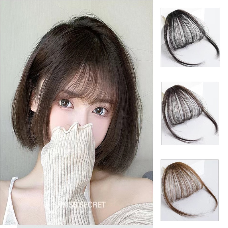 Real Hair Air Bangs Wig Invisible Bangs Seamless Forehead Wig Piece ...