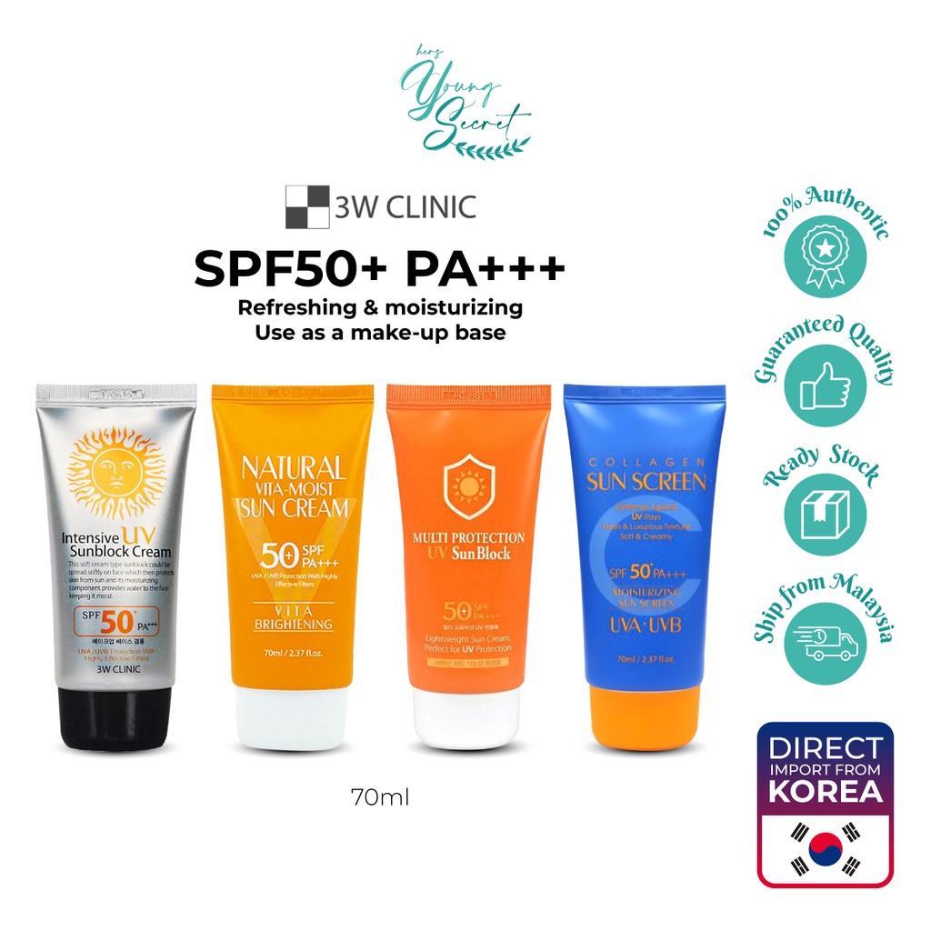 3W Clinic Intensive UV Sun Block Cream / Multi Protection UV Sunblock ...