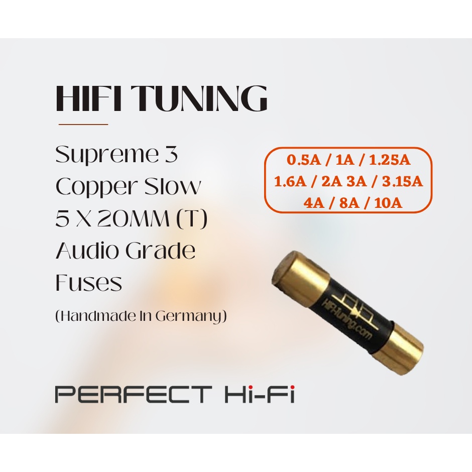 HIFI TUNING Supreme 3 Copper Slow 5 X 20MM (T) Audio Grade Fuses ...