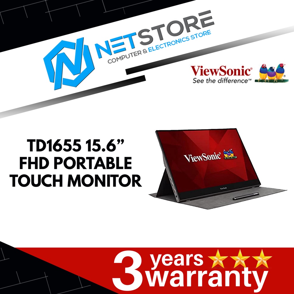 VIEWSONIC TD1655 15.6 INCH FHD PORTABLE TOUCH MONITOR - USB-C, IPS, EYE ...