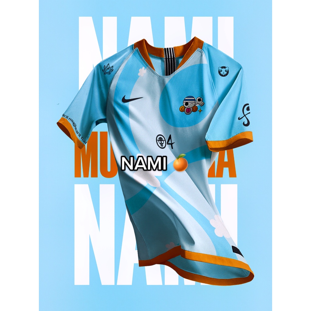 Anime JERSEY MUGIWARA X NIKE JERSEY FOOTBALL JERSEY ANIME WANOKUNI NAMI ...