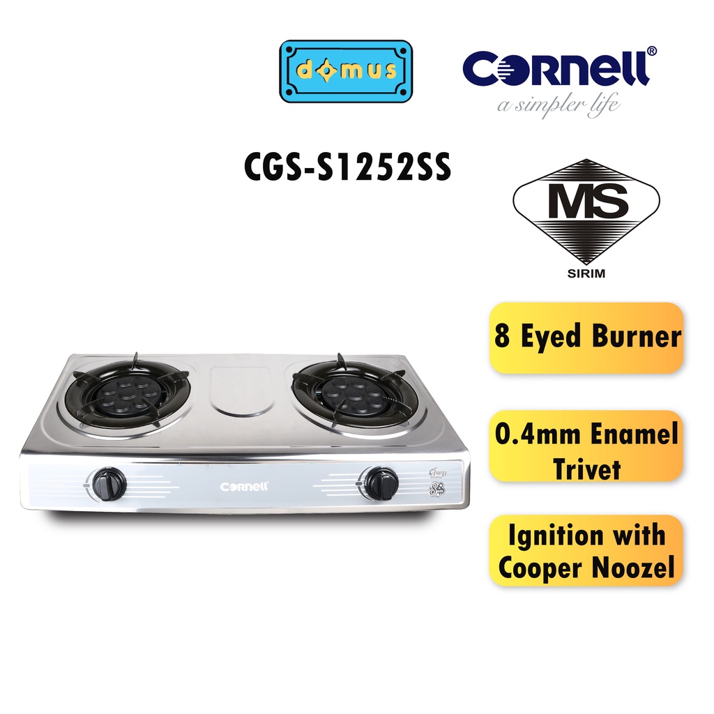 Cornell Stainless Steel Panel Gas Stove - CGS-S1252SS | Shopee Malaysia