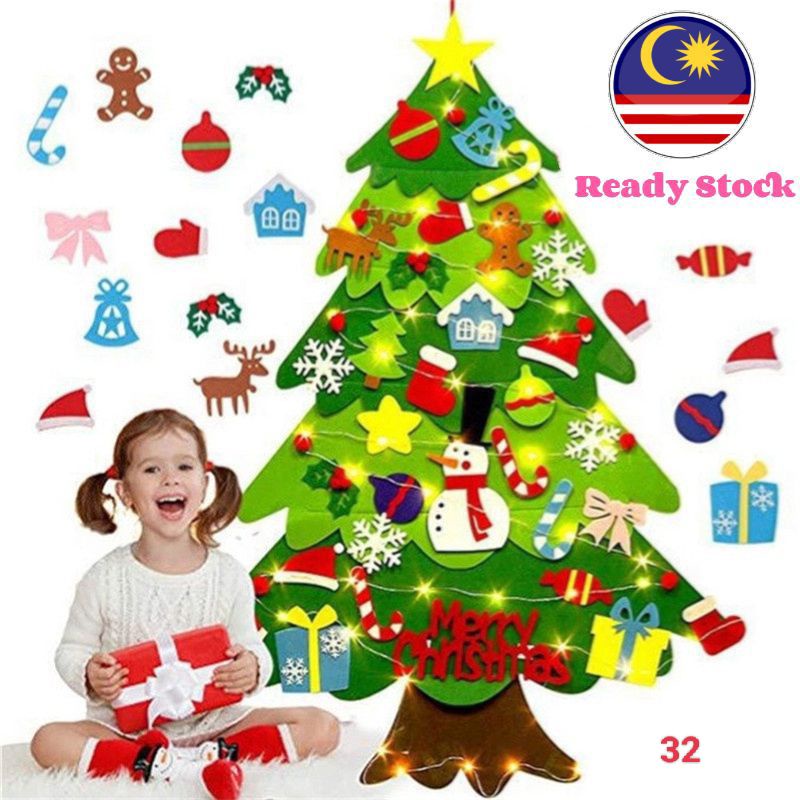 Christmas Tree With Removable Ornaments Velcro Decorations (With Led ...