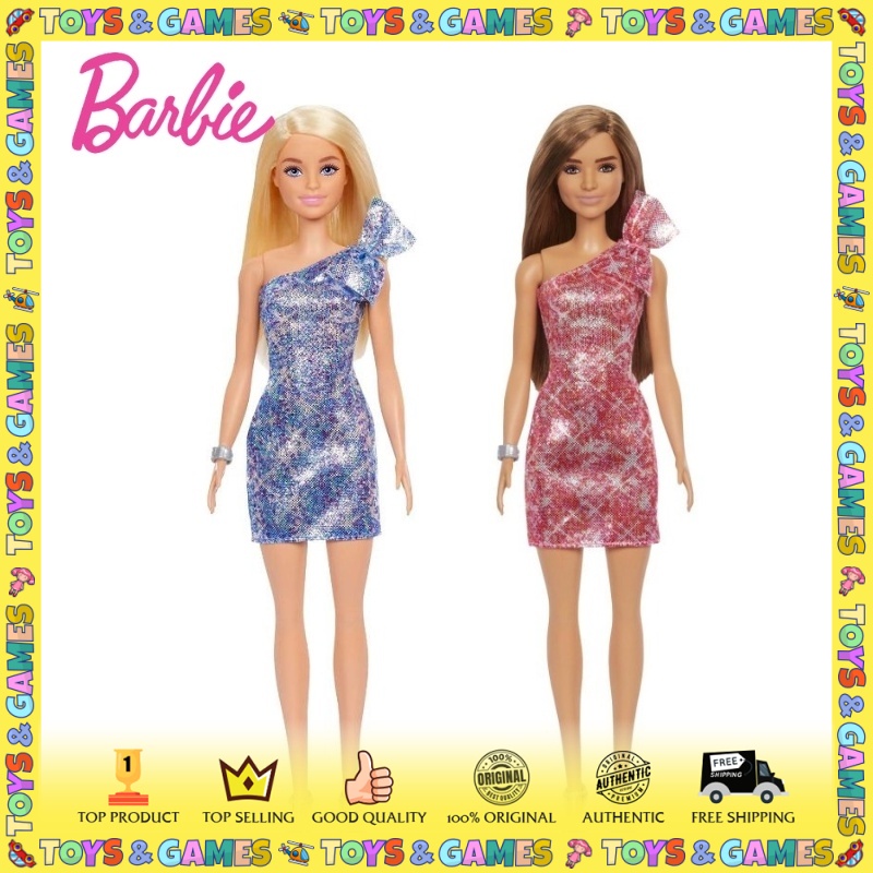 Barbie Glitz Barbie Doll Bling Bling Pink Dress And Blue Dress Fashion