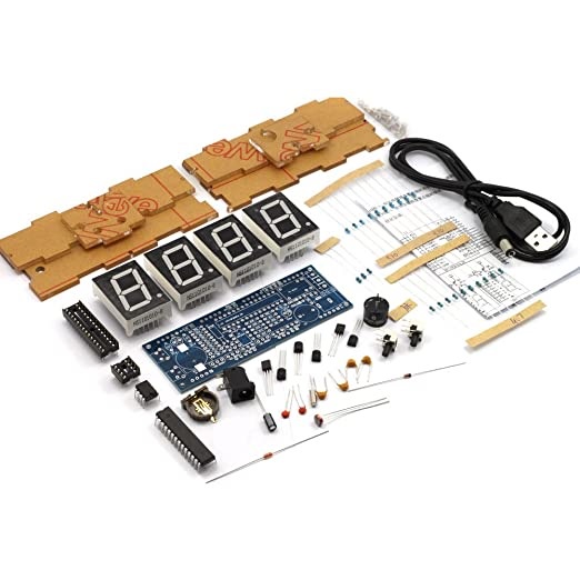 4 Digit Digital LED Clock Kit Light Control Temperature Display Digital ...