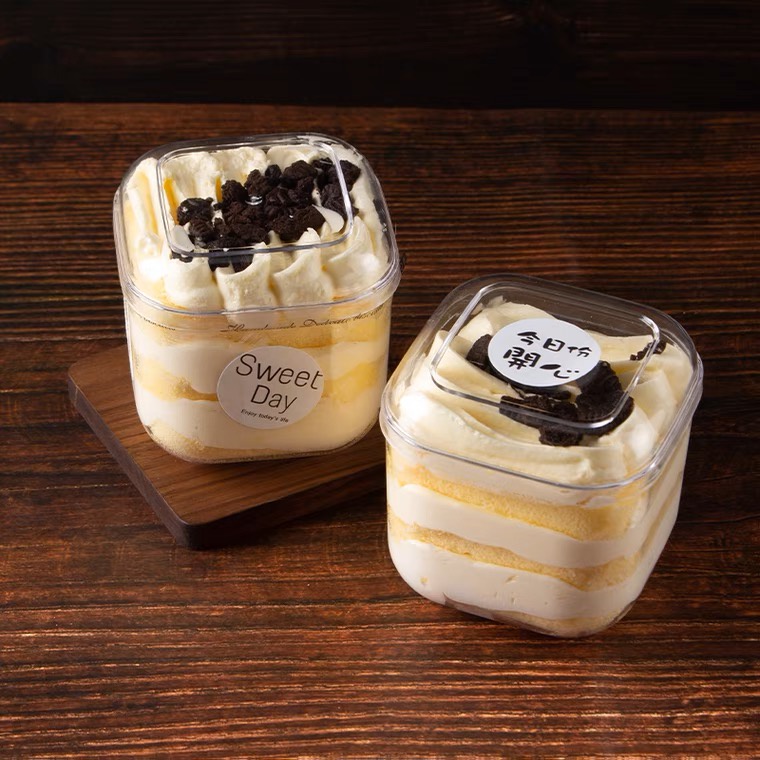 READY STOCK Square Transparent Plastic Container Box Mousse Cake Box ...