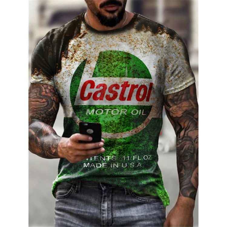 Castrol Men's 3d Printed Short Sleeve T-shirt, Bay T-shirt, Men's Oil ...