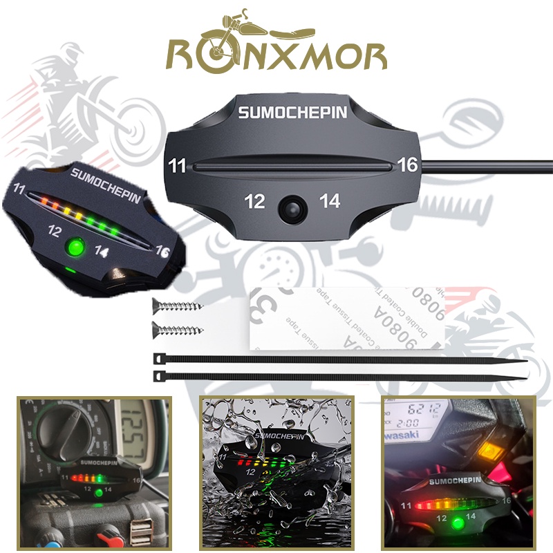 Motorcycle Voltmeter LED 12V Digital Voltage Meter Multi-Function ...