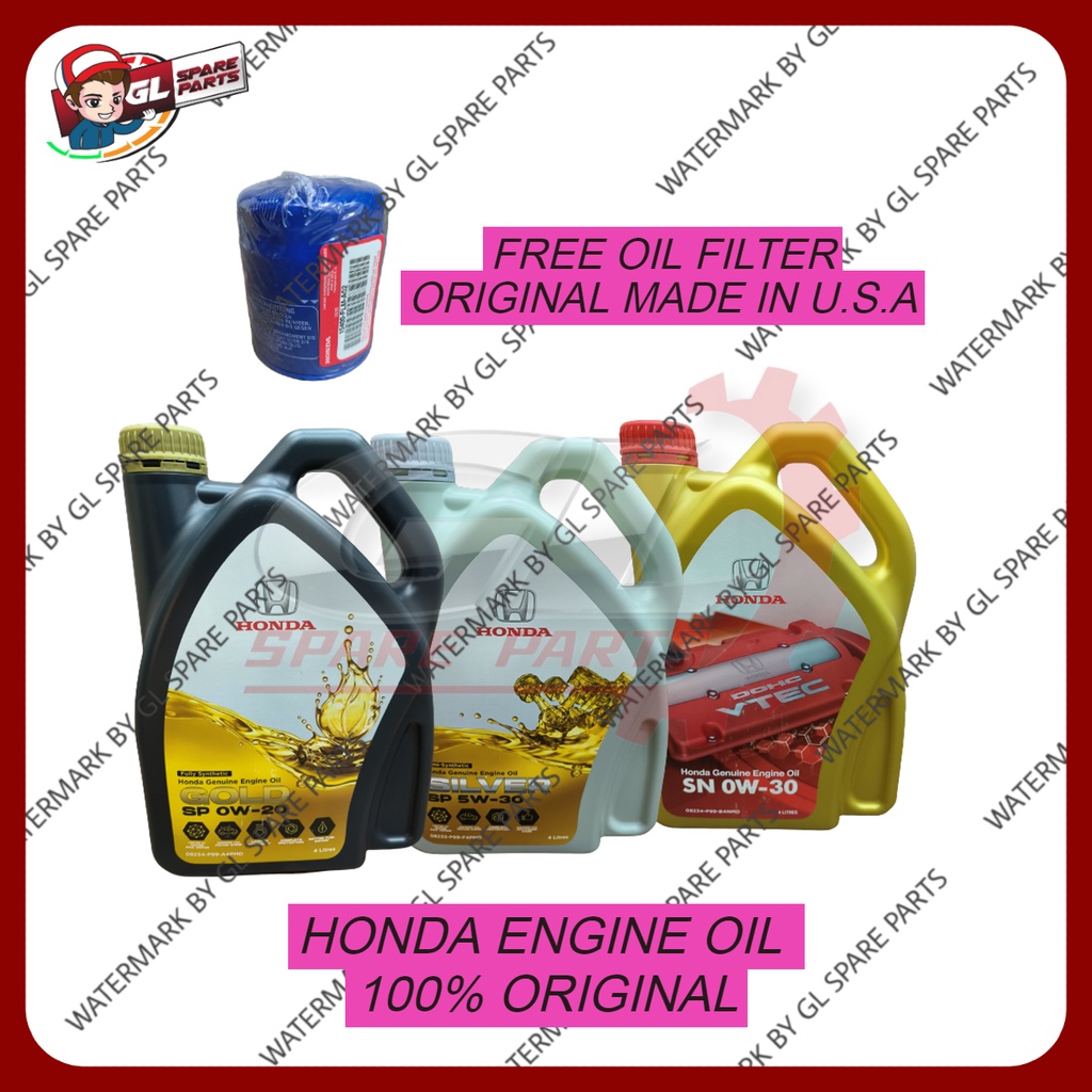 HONDA ORIGINAL ENGINE OIL 0W20 / 0W30 / 5W30 FULLY SEMI SYNTHETIC OIL (4L) *FREE OIL FILTER U.S ...