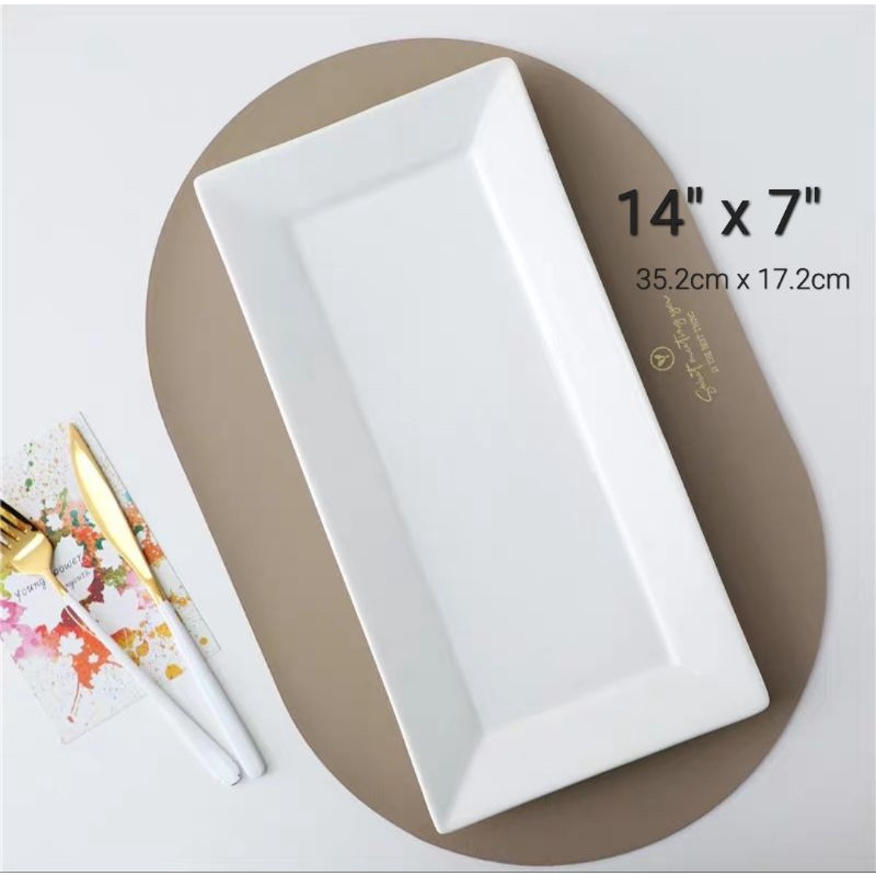 Porcelain Rectangle Plate Japanese Food Sushi Long Plate Dish Pure ...