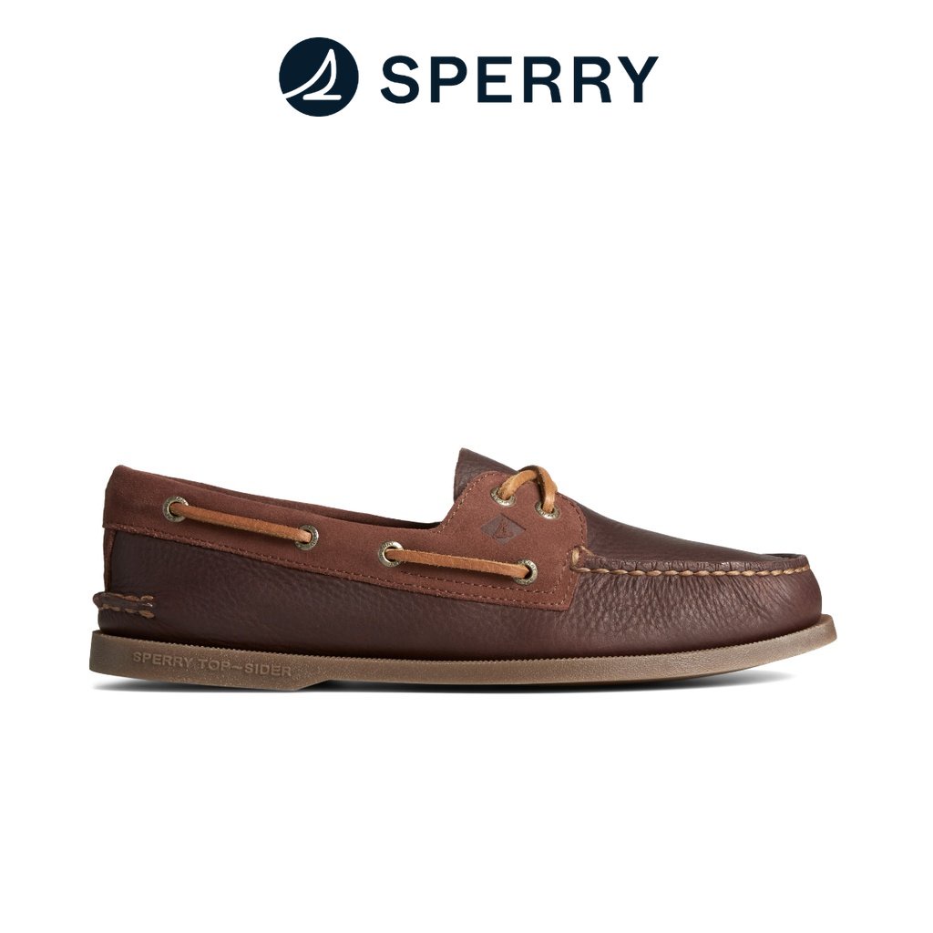 Sperry Men's Authentic Original 2-Eye Tumbled Suede Boat Shoes - Brown ...