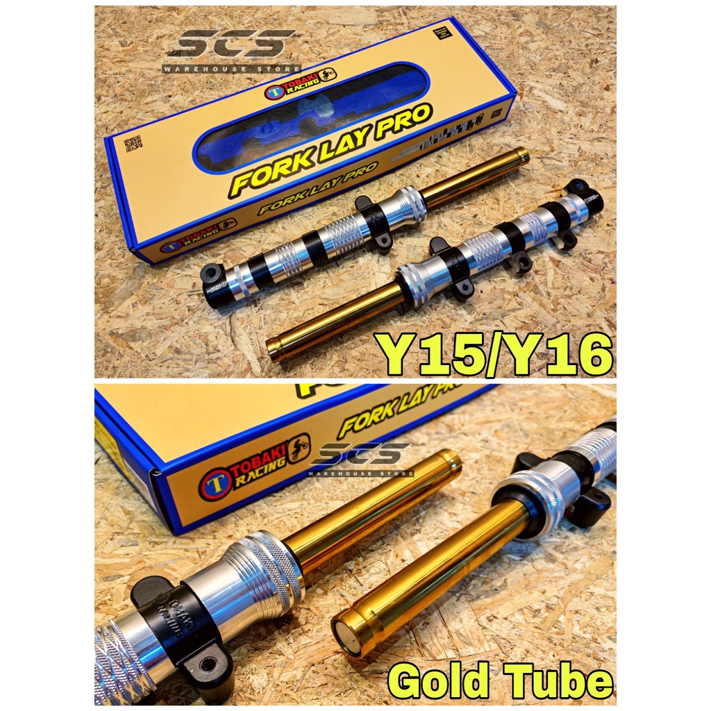 TOBAKI CNC FORK LAY GOLD / CHROME TUBE ACCESSORIES MOTOR Y15ZR Y16ZR Y16 Y15 PREMIUM QUALITY ...