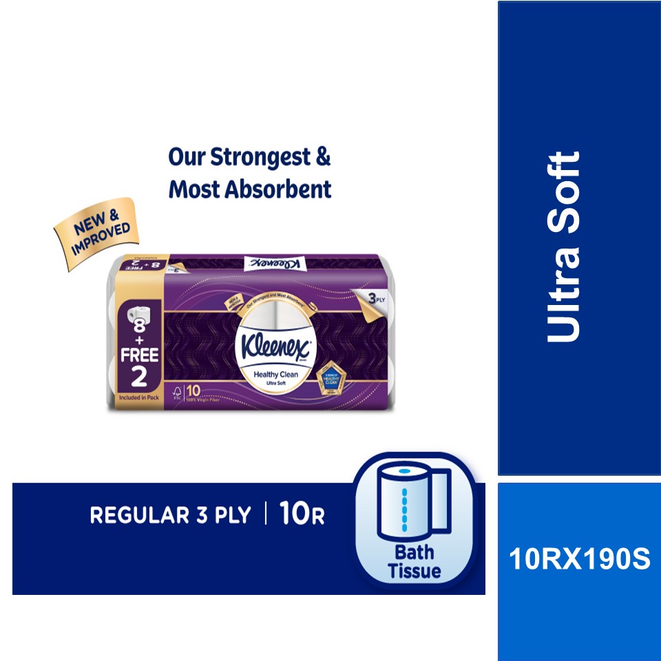 Kleenex Bath Tissue Clean Care Regular 3 Ply 190s x 10R | Shopee Malaysia