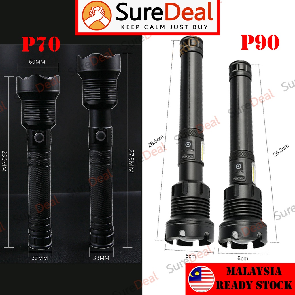 SUREDEAL P70 P90 Cob Flashlight Torchlight Tactical Light Rechargeable ...