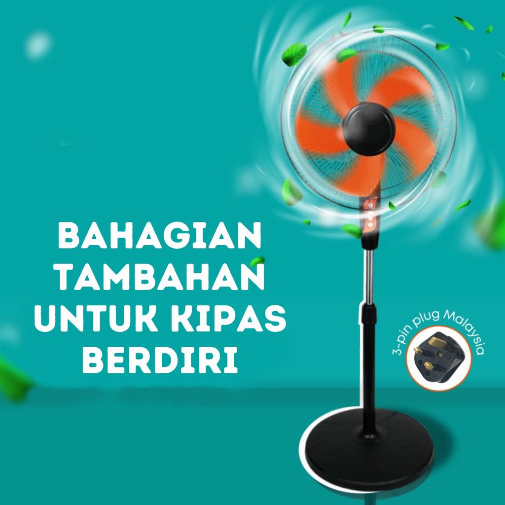 2022 Ultra Strong Floor Stand Fan 16 Inch 5 blades 3 Speed Spare Parts Kipas Berdiri Bahagian ...