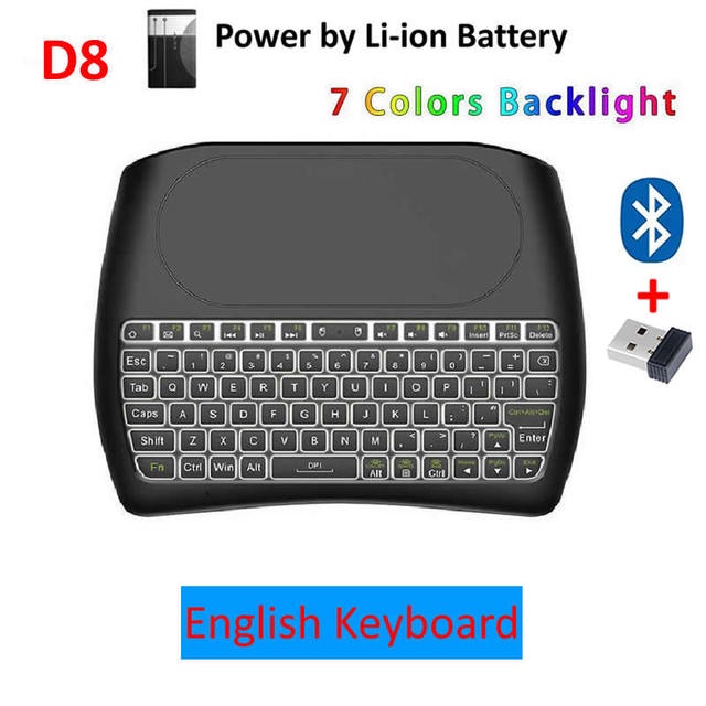 Backlight Bluetooth keyboard D8 Pro Super English Russian 2.4G Wireless ...