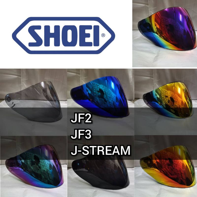 Visor shoei jf2 jf3 jstream honda goldwing red rainbow gold siang malam ...