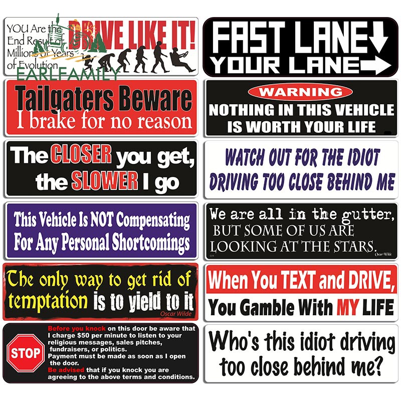 EARLFAMILY 13cm Warning Sign Stop Love Fast Line Text Close You Get ...