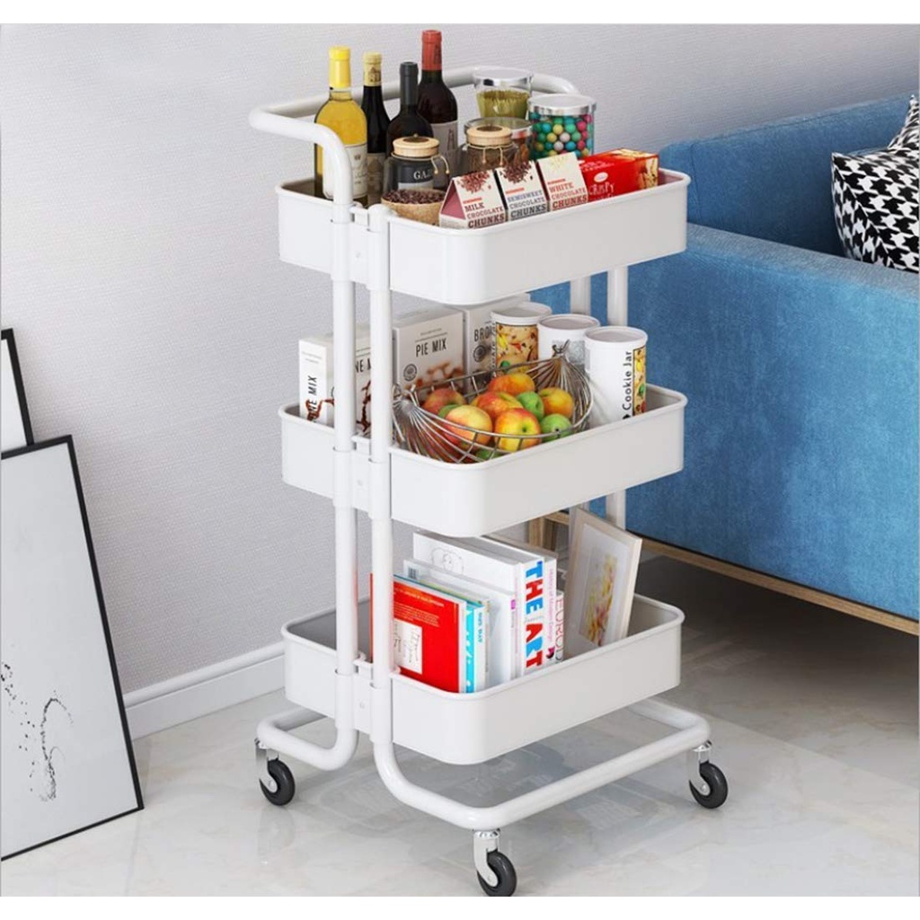 READY STOCK 3 Tier Multifunction Storage Trolley Rack Office Shelves ...