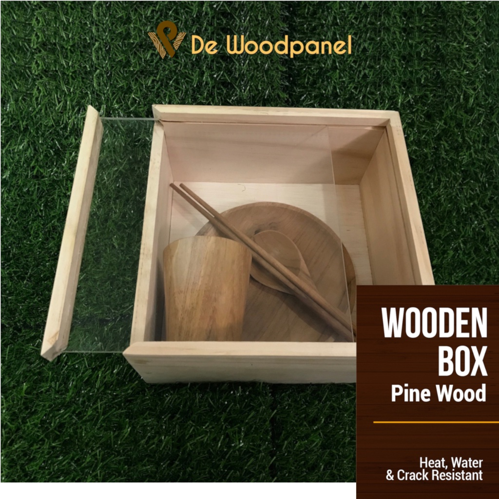 Wooden Storage & Gift Box ( Pine Wood ) with Acrylic Lid | Shopee Malaysia