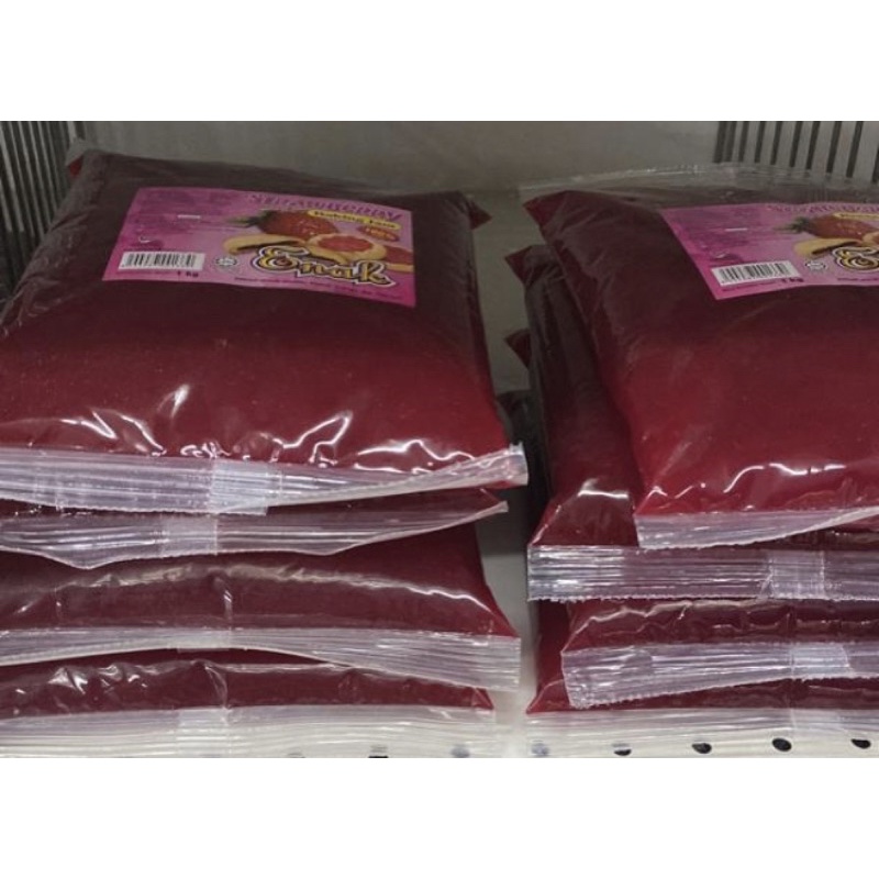 1kg strawberry paste / strawberry topping utk buat pelbagai jenis kuih ...