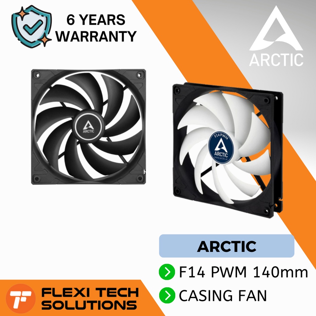 Flexi Tech ARCTIC F14 PWM 140mm Black Case Fan Black / White | Shopee ...