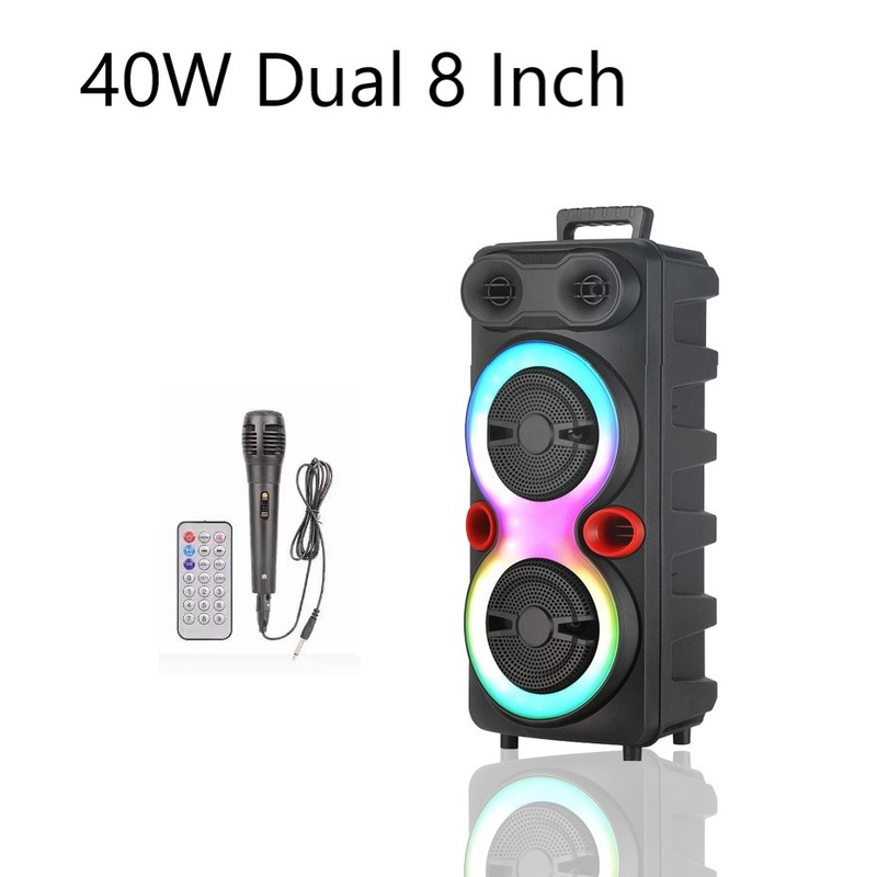 NDR F88 Dual 8 Inch Wireless Bluetooth Speaker With RGB LED Microphone & Remote Control | Shopee ...