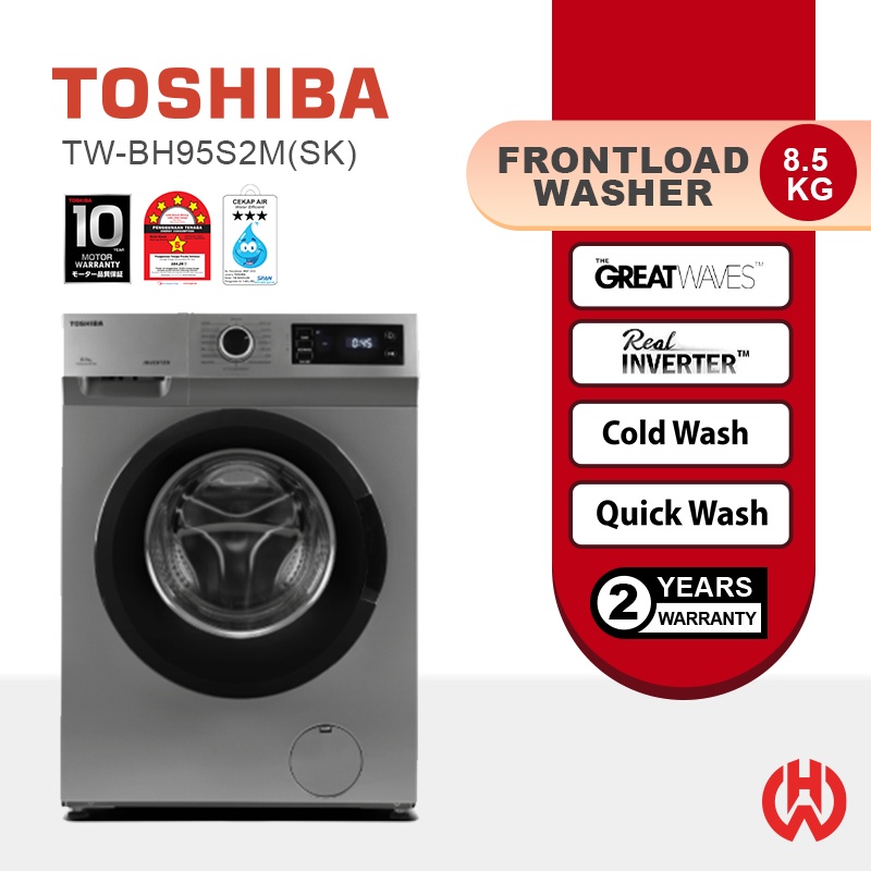 TOSHIBA 8.5KG FRONT LOAD REAL INVERTER WASHER TW-BH95S2M(SK) | Shopee Malaysia