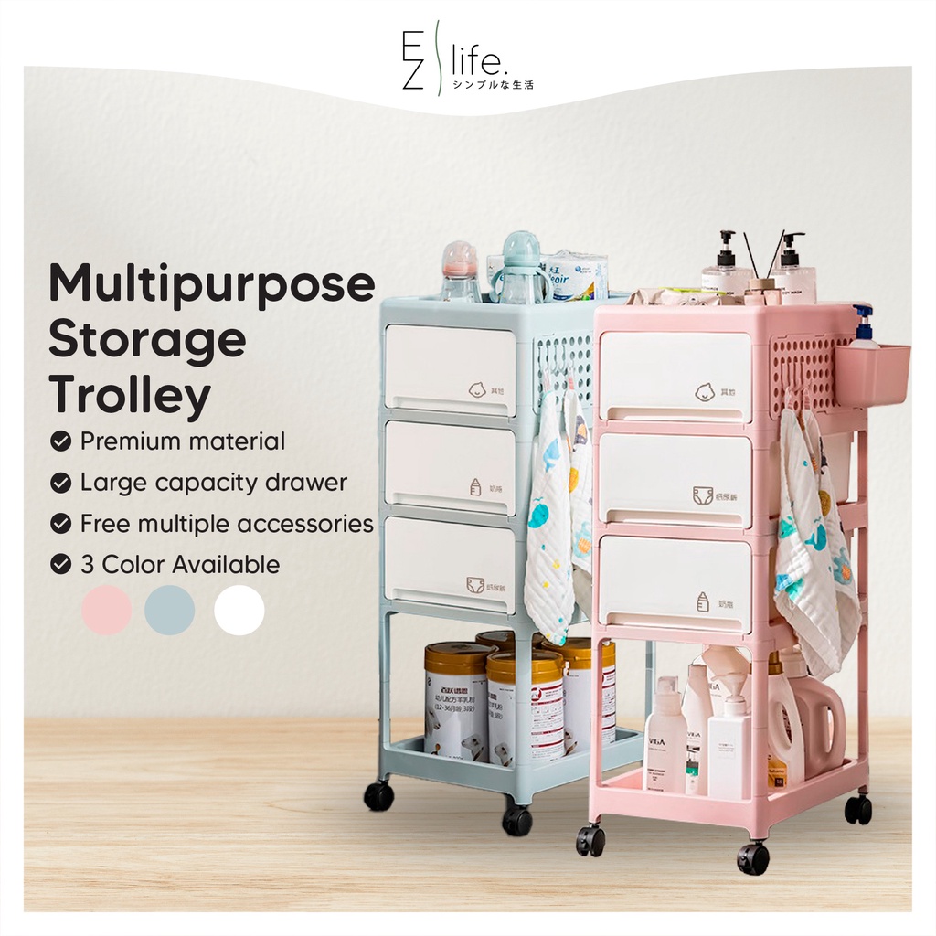 [CLEARANCE] 4 Layer Quality Baby Storage Rack Multipurpose Trolley Rack ...