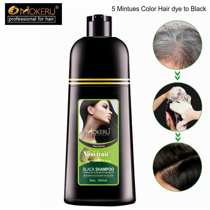 Mokeru 5 Minutes Fast Black Hair Dye Shampoo Herbal Extracts Organic ...