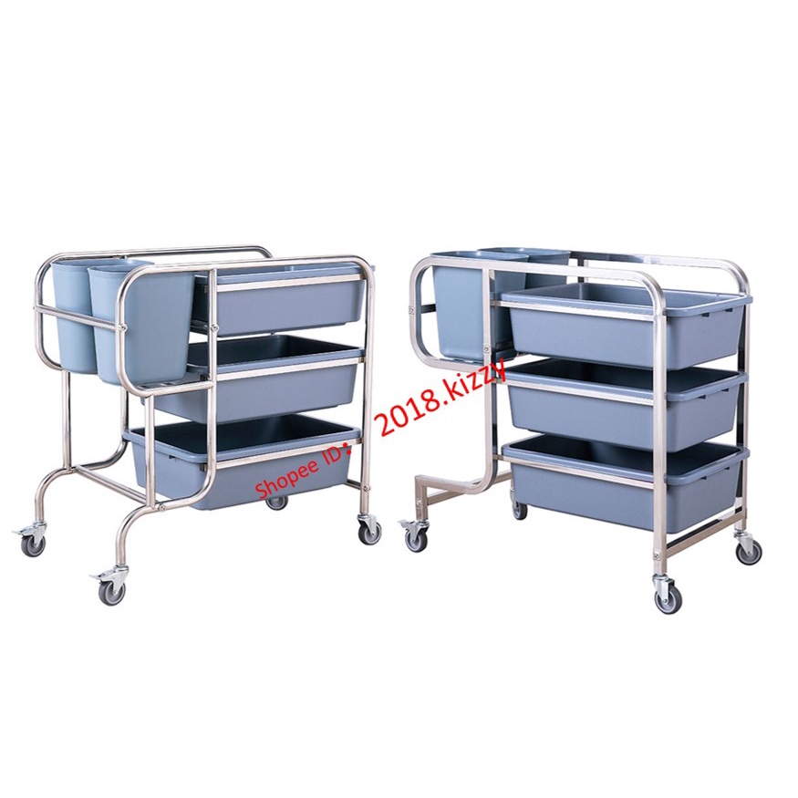KIZZY 3 Tier 5 Bin Multi function Trolley & Bin Dish Collector Cart Restaurant Food Trolley ...