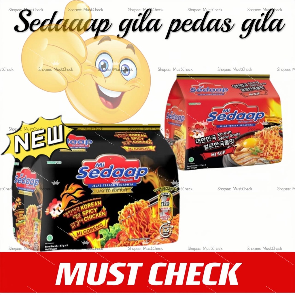 Mi Sedap Korean Spicy Goreng & Korean Spicy Soup One Pack (Price ...