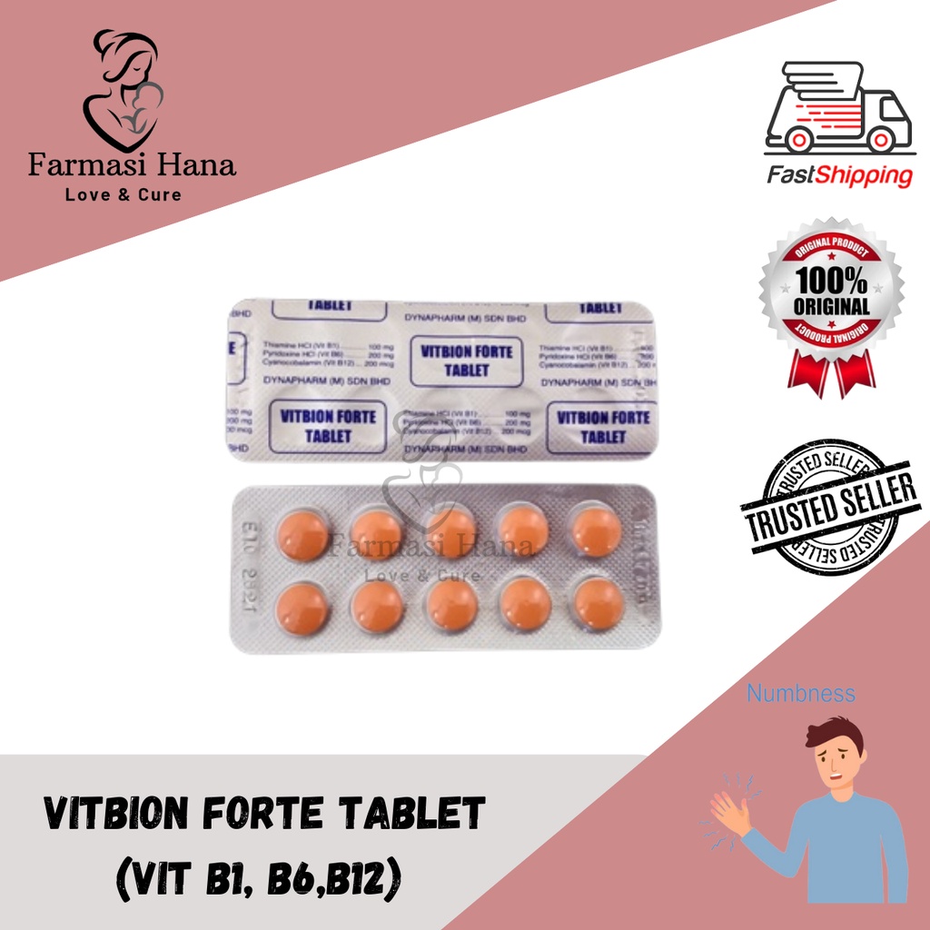 VITBION TABLET VITAMIN B1,B6,B12 UNTUK SARAF DAN KEBAS 10TAB | Shopee ...