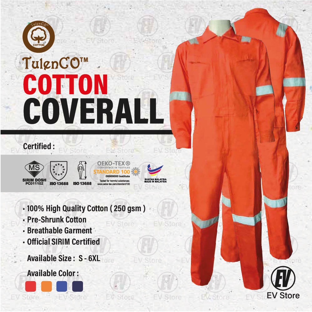 Tulen Cotton Coverall 240gsm Premium Quality Coverall Plus Size Non-FR ...