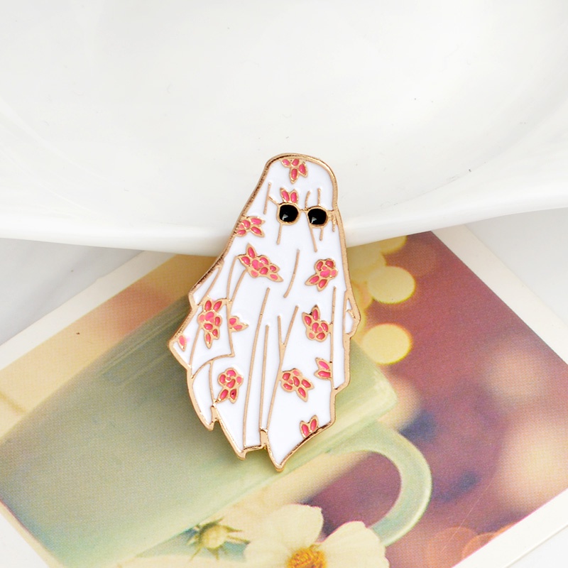 Cartoon Halloween Enamel Pin Cute Ghost Flower Robe Pins Badges Brooch ...