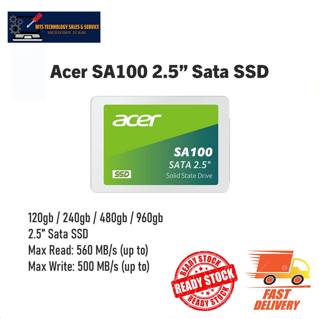 Acer SA100 SATA SSD 240GB /480GB /960GB 2.5" SATA3 3D NAND Solid State ...