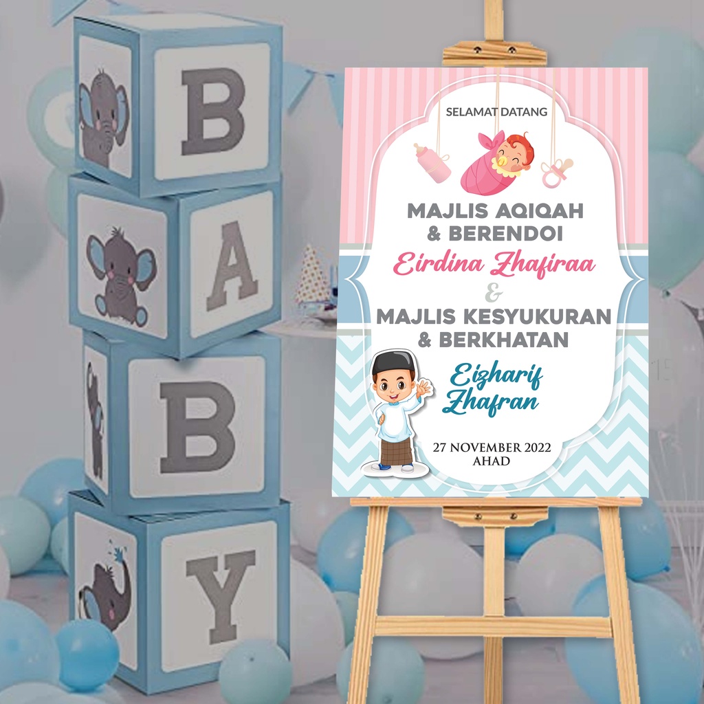 🥳Welcome Board Aqiqah Majlis kesyukuran Birthday dan Majlis-majlis lain ...