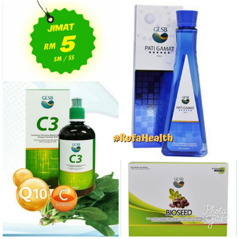 [Set] Gaya Hidup Sihat, Pati Gamat Emas, C3 Spirulina, Bioseed Moringa ...