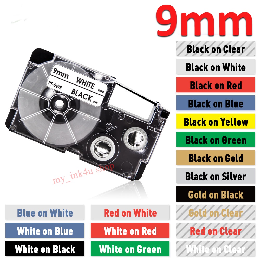 XR-9WE XR 9WE 9mm Label Tape Ribbon Compatible for Casio KL-60 KL-120 ...