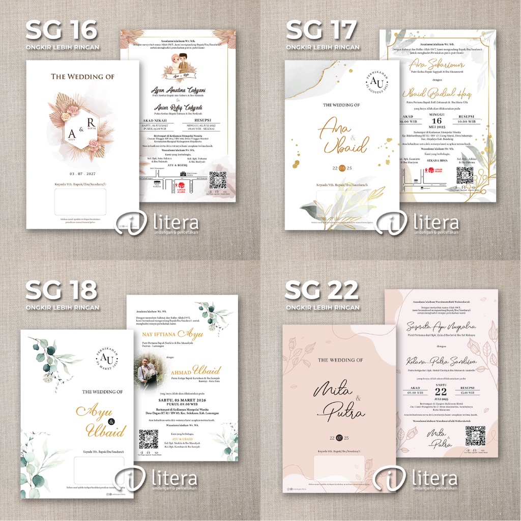 Single Wedding Invitation One Face Alternating One Sheet Without ...