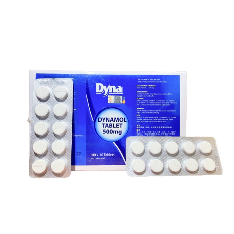 (KKM APPROVED) Fever| Dynamol tablets 500mg Paracetamol ( 1 box ) DEMAM ...