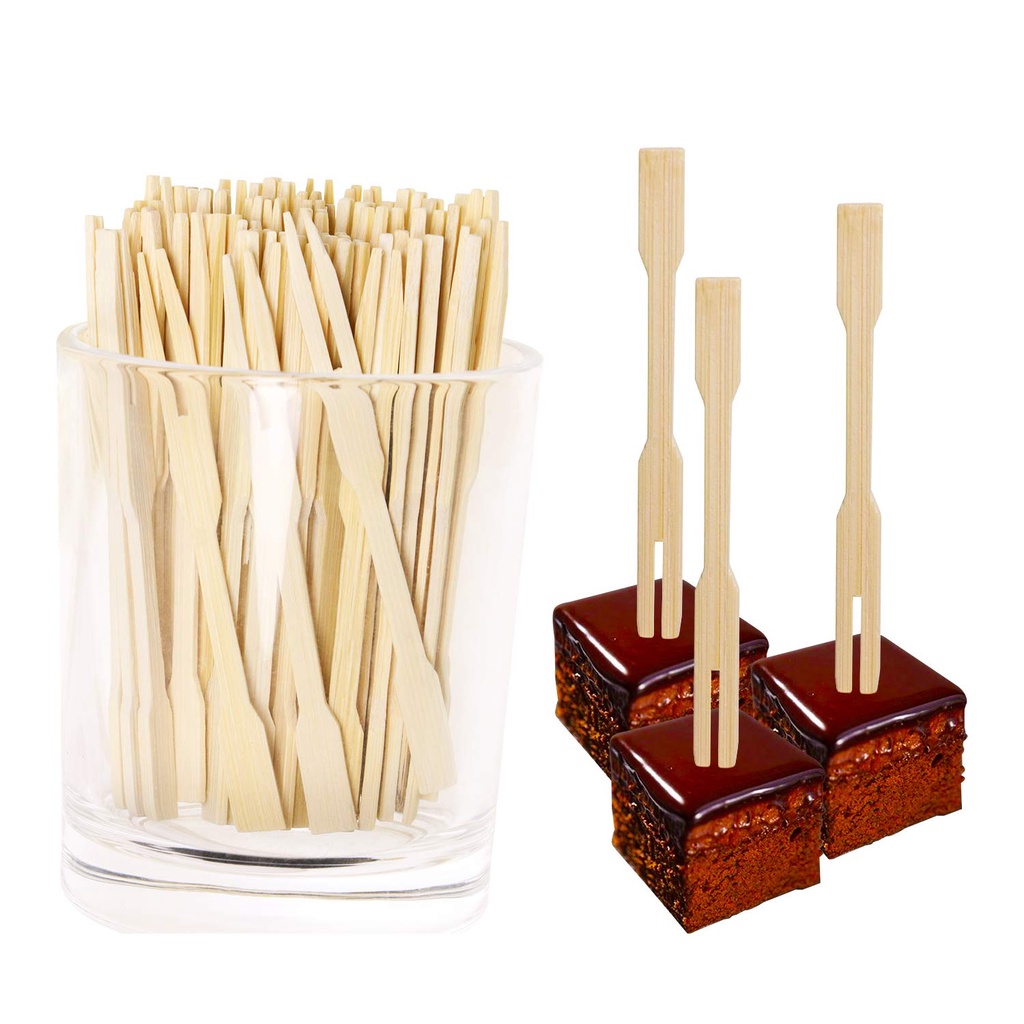 RORA - (100 Pcs) Disposable Bamboo Fork l Wooden Fork Cake Stick l ...