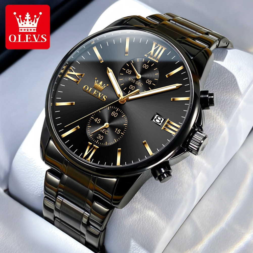OLEVS Jam Tangan Lelaki Original Waterproof Quartz Steel Luminous ...