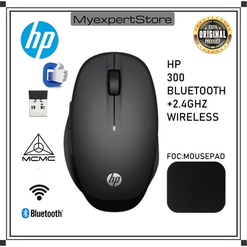 HP 300 Bluetooth Mouse Dual Mode Wireless Mouse - Black 6CR71AA ...