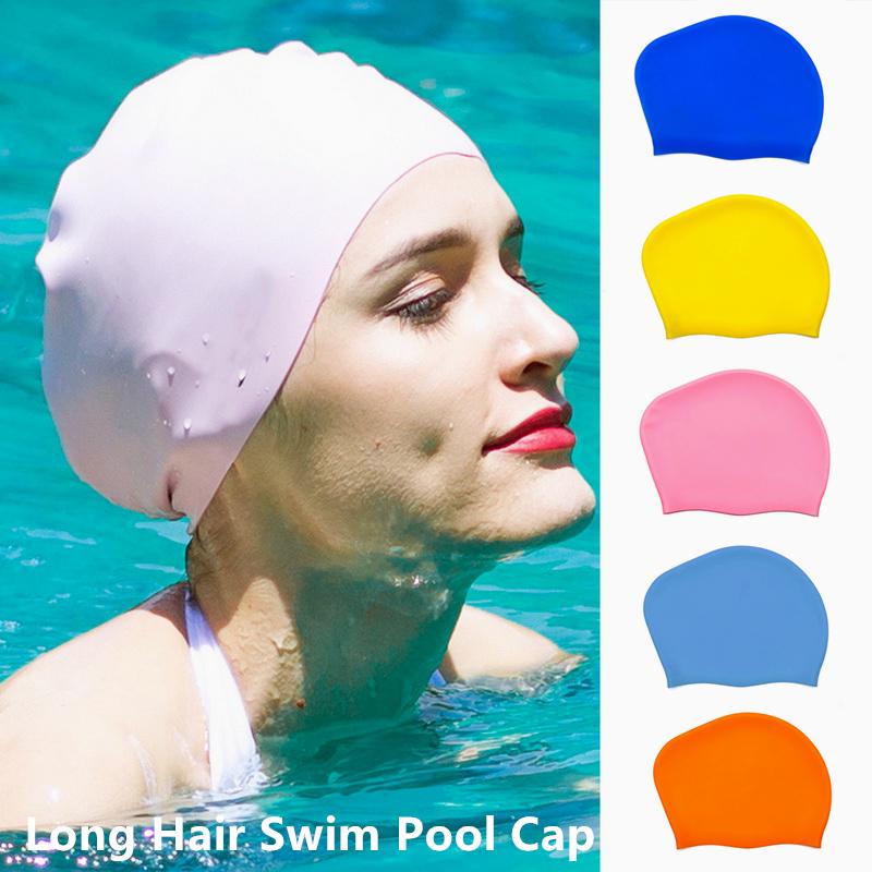 [24H] Adult swimming cap men women long hair Waterproof non-slip swim ...