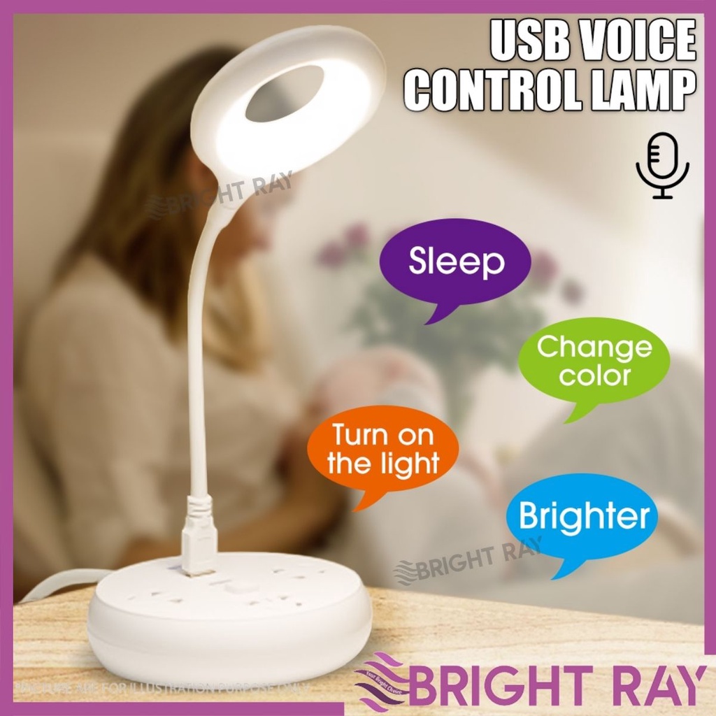Voice Activated Light USB Bedside Light Night Light Plug-In Lampu ...