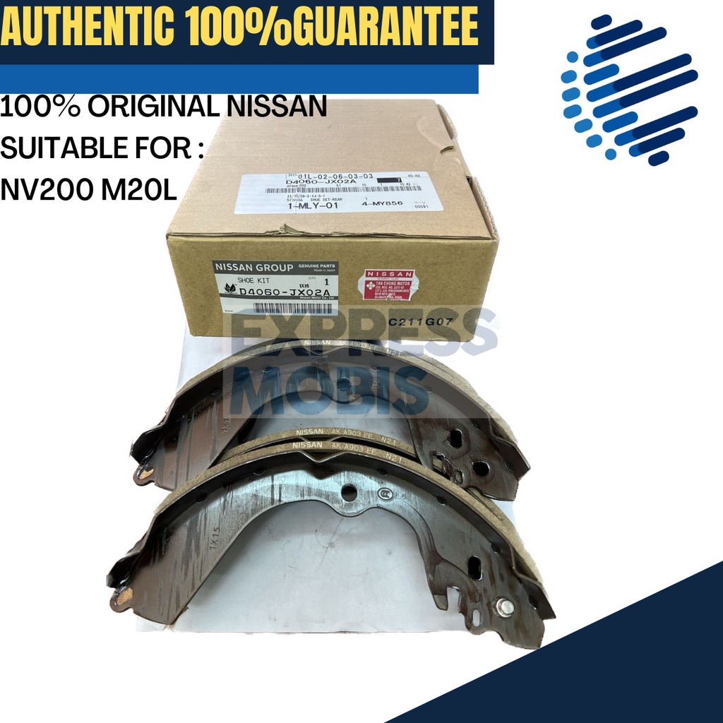 100% ORIGINAL NISSAN REAR BRAKE SHOE D4060-JX02A NV200 M20L | Shopee ...